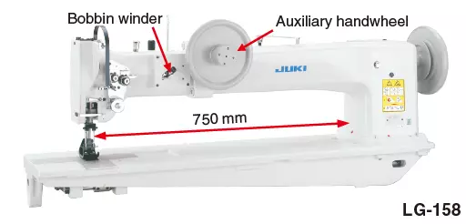 JUKI LG-158-1 HEAD ONLY 750MM LONG ARM UNISON FEED WITH VERTICAL HOOK ...